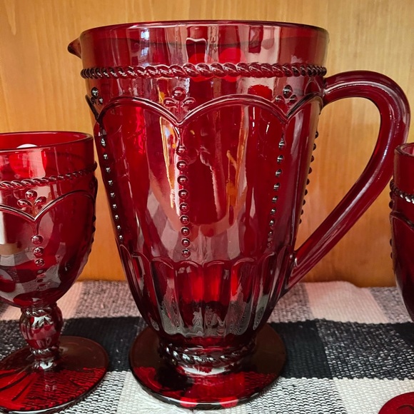 Princess House | Dining | Princess House Red Marbella Pitcher Glass Set ...